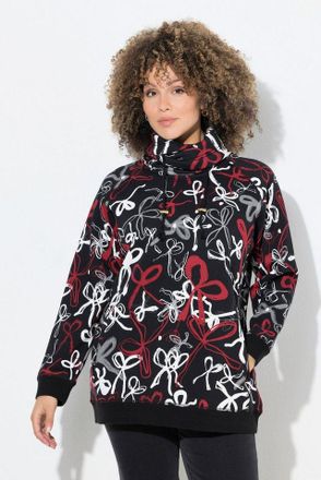 Ulla Popken Sweatshirt Sweatshirt Scribble-Muster Stehkragen Langarm
