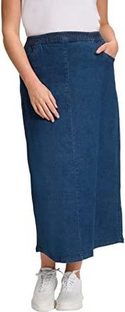 Ulla Popken Langer Denim Rock Jupe, Bleu Foncé, 60-62 Femme