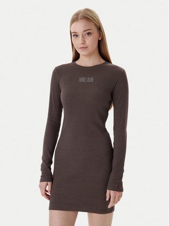 Tommy Jeans Kleid f&uuml;r den Alltag Linear DW0DW21902 Braun Slim Fit
