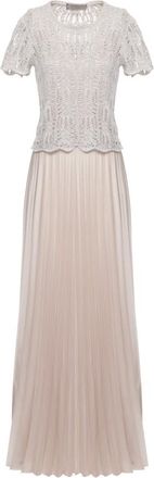 D.exterior Femme, Robes, Beige, Taille: 40 FR Pleated Satin Maxi Dress