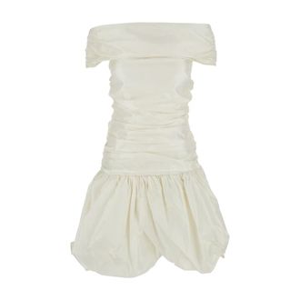 Rotate Rotate Birger Christensen, Femme, Robes, Blanc, Taille: 38 FR Robe Mini Épaules Dénudées Blanche