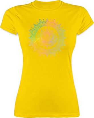 Shirtracer Shirt Damen - Yoga - Mandala Lotusblume I Spirituelle Meditation I Pilates Lotus Entspannung - XL - Gelb - t-Shirt Yoga-Shirts Joga Wellness Tshirt Sh