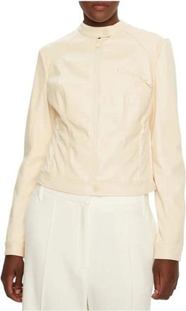 Guess Femme, Vestes, Beige, Taille: 36 FR Veste en similicuir avec poche