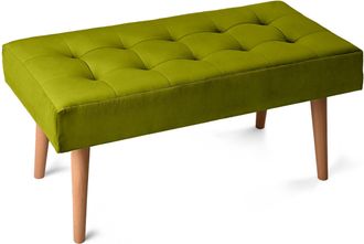 MG Design Polsterbank 45 &times; 90 cm in Gr&uuml;n - stabiles Holzgestell, weich gepolstert, samtig-weiche Oberfl&auml;che mit dezentem Schimmer, pflegeleicht - f&uuml;r Wohnzimmer
