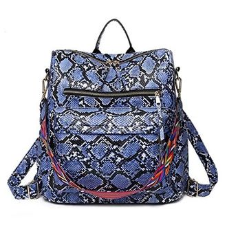 Generic Sac &agrave; dos tendance en cuir pour femme, grand sac &agrave; dos de designer pour voyage, sac &agrave; bandouli&egrave;re en toile pour filles, bleu, taille unique