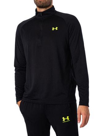 Under Armour Herren Tech 2.0 1/2 Zip-up Long Sleeve T-Shirt Sweatshirt, (006) Black/High Vis Yellow, Mittel