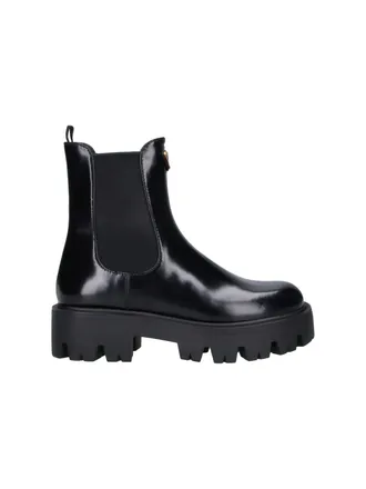 Prada Brushed Leather Ankle Boots