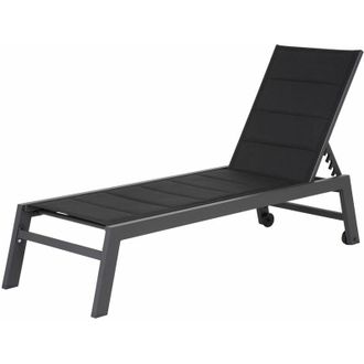 Happy Garden Happy Garden - Bain de soleil barbados en textil&egrave;ne noir - aluminium gris anthracite
