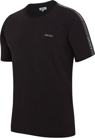 DKNY Herren-T-Shirt in Schwarz, Designer-Loungewear, kurz&auml;rmliges Baumwolloberteil mit seitlichem Branding
