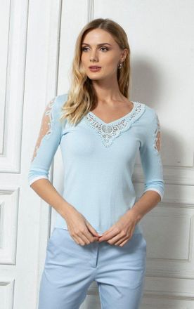Passioni 3/4 Arm-Pullover mit Spitzendetails