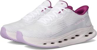 Skechers Max Cushioning Glide-Step Baskets Saphir pour Femme, Textile synth&eacute;tique Lavande Blanche, 39 EU