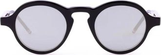 Thom Browne Homme, Accessoires, Noir, Taille: ONE Size Élégantes Lunettes de Soleil Rondes Noires