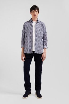Eden Park Chemise En Coton &Agrave; Micro-motifs Ciel Coupe Slim