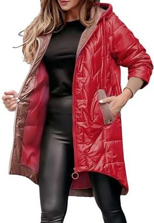 Generic Vestes matelassées à capuche pour femmes, vestes dhiver pour femmes avec cordon de serrage - Sweat à capuche rembourré - Manteaux unis confortables - 