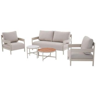 Vente-Unique Vente-unique - Salon de jardin en aluminium : un canap&eacute; 2 places, 2 fauteuils et 2 tables basses - Beige - lomam de mylia