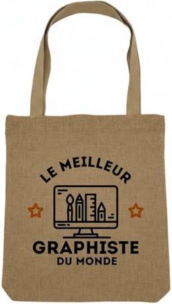 Fabulous Sac Shopping Tote Bag Aspect Lin - Le Meilleur Graphiste du Monde M&eacute;tier Art Design - Sac de Courses Toile Epaisse 360g Beige Naturel Cabas Port&eacute; Epau