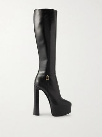 Saint Laurent Nico Overknees Aus Leder - Schwarz