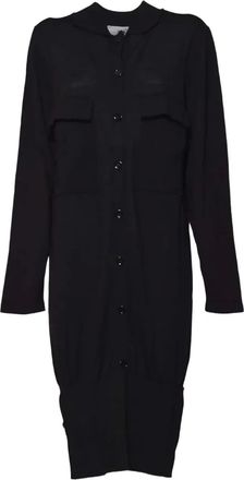 SOLOTRE Strickkleid mit Kn&ouml;pfen - Schwarz