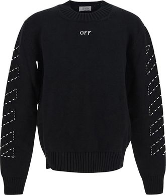 Off-white Rundhalspullover - Schwarz