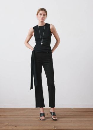 Mango Jean Sienna flare crop black denim - Femme - 32 - MANGO