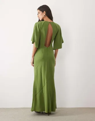 Asos robe longue &agrave; manches angel verte
