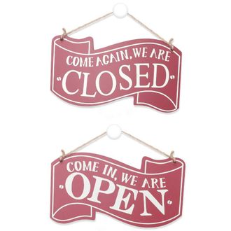 Generic Open Closed Sign, Wooden Hanging Shop Sign Vintage Restaurant Decoration Double Sided Open and Closed