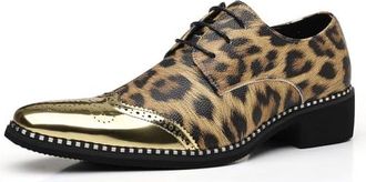 Generic Chaussures habill&eacute;es pour Hommes &agrave; imprim&eacute; l&eacute;opard Brillant | Chaussures Oxford m&eacute;talliques pour f&ecirc;tes, bals, sc&egrave;nes, Mariages et Tenues de Club,dor,4