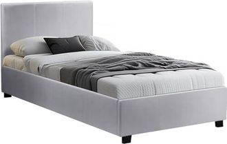 Habitat et Jardin Lit Simple Carla en Simili Blanc avec Coffre Rangements 90 x 190 cm | Cadre de Lit 1 Place Design | Sommier &agrave; Lattes et T&ecirc;te de Lit Inclus