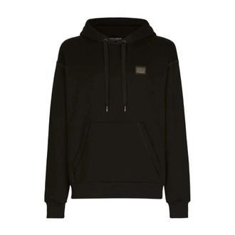 Dolce & Gabbana Jersey Hoodie mit Markenetikett - - Sweatshirts & Hoodies - Herren - Schwarzk - XL
