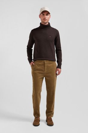 Eden Park Pantalon &Agrave; Taille &Eacute;lastiqu&eacute;e En Coton Stretch Noisette Coupe Modern