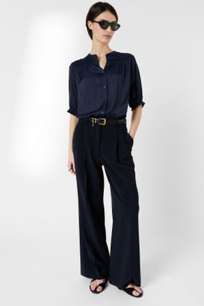 Gerard Darel Chemise en satin &agrave; smocks - CATRINE - Marine