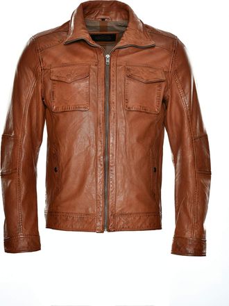 JCC Herren Lederjacke Mit Hemdkragen 3102101Bi Cognac 58