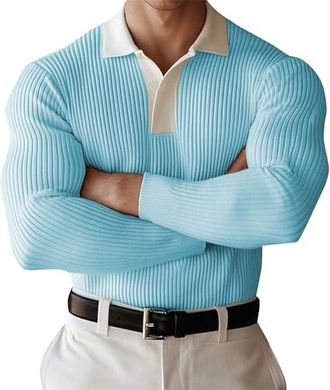 Generic Sweat-shirt gaufr&eacute; pour homme, couleur unie, haut &agrave; manches longues, col &agrave; revers, chemise surdimensionn&eacute;e, confortable, v&ecirc;tement de travail respirant