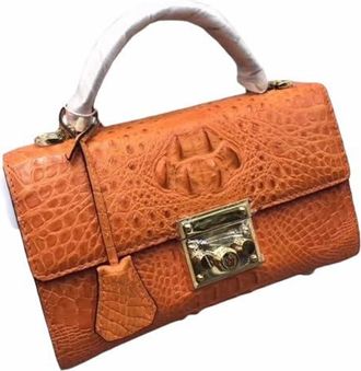 Generic Sac cabas pour femme en cuir dalligator véritable, petit sac à main blanc en cuir façon crocodile avec fermeture à cadenas, sac bandoulière pour femme