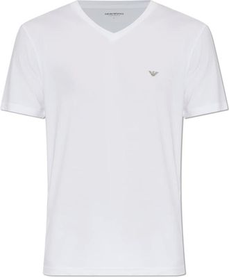 Emporio Armani Homme, Tops, Blanc, Taille: XL Lingerie T-Shirt col V