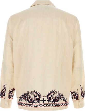 Baziszt Mens Melange Sand Silk Memento Shirt Beige Exterior: Camicie