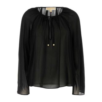 Michael Kors Schwarze Georgette-Bluse - - Blouses & Shirts - Damen - Schwarzk - M