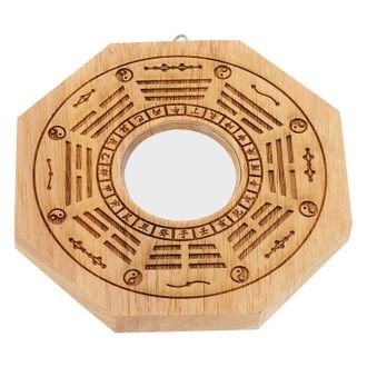 FOMIYES Feng Shui Bagua Spiegel 13,5cm Konvex Holz Exorzismus Anh&auml;nger Wanddekoration Haus Gl&uuml;ck