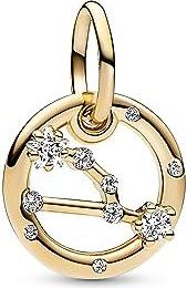 Pandora Pandora Moments Charm pendant Zodiaque Taureau en métal plaqué or 14 carats avec zircones cubiques transparentes
