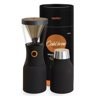Asobu Coldbrew Cafetière Portable à Froid avec Une Carafe en Acier de 40 onces avec Un Isolant en cuivre. (Black)