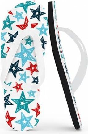 Generic Tongs d&eacute;t&eacute; l&eacute;g&egrave;res pour femme - Motif &eacute;toiles - Rouge/bleu sarcelle - Cadeau pour maman, Rouge sarcelle bleu marine &eacute;toiles, XX-Large