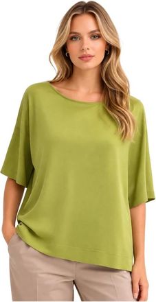 Maliparmi Maliparmi, Femme, Blouses et Chemises, Vert, Taille: 40 FR Blusa a Manica Corta in Seta
