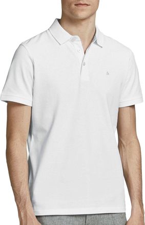 Jack & Jones JACK&JONES Herren JJEPAULOS Polo SS NOOS Polohemd, White/Detail:Tonal/Vapor Blue/Slim, S