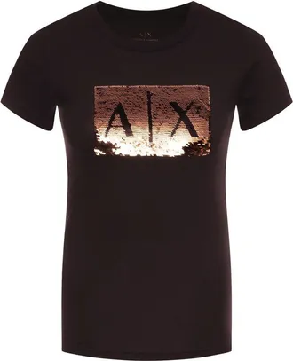 A|X Armani Exchange Sequin AX Logo T-Shirt - Black