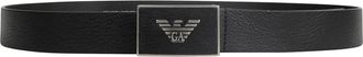 Emporio Armani Leather Belt With Eagle Plate