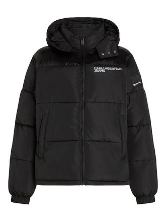 Karl Lagerfeld doudoune à logo imprimé - Noir