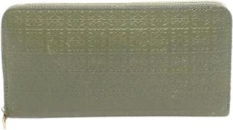 Loewe Pre-owned Repeat Anagram Leather Long Wallet - Femme - Pre-owned - Vert - Taille: ONE Size