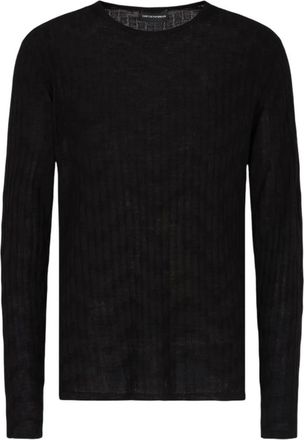 Emporio Armani Homme, Pulls, Noir, Taille: M Pull en maille &agrave; motifs Laine et Soie m&eacute;lang&eacute;es