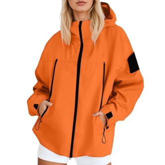 Generic Veste Femme Chic Et Elegant Veste d&eacute;contract&eacute;e l&eacute;g&egrave;re coupe-vent pour femme avec capuche - Imperm&eacute;able confortable pour randonn&eacute;e et en saison fra&icirc;che