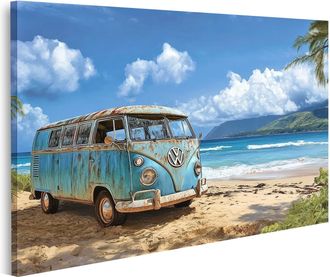Islandburner Bild auf Leinwand T1 Bus am tropischen Strand für Wohnzimmer Reiselustige Reisebüro Bilder Wandbilder Poster